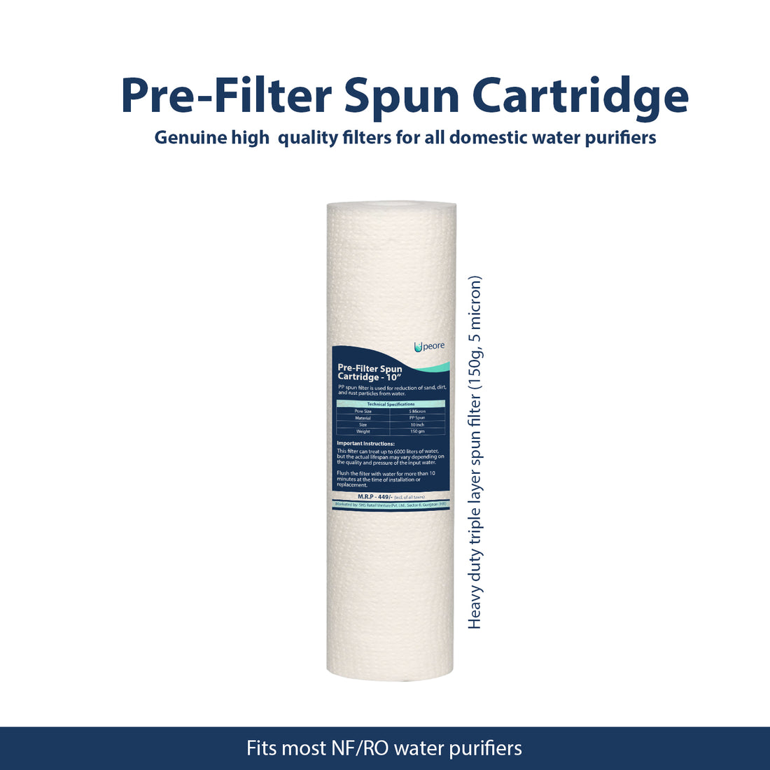 Pre Filter Spun (10 in, 150 gm) – Peore